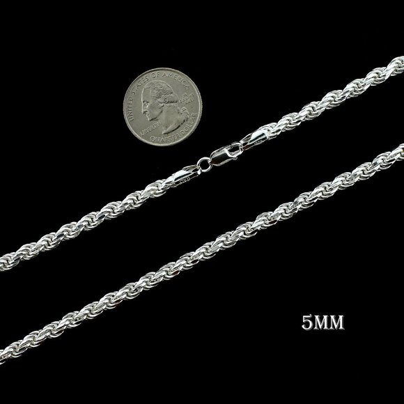 JewelzKing | Accessories | Real 925 Solid Sterling Silver 5mm Rope ...
